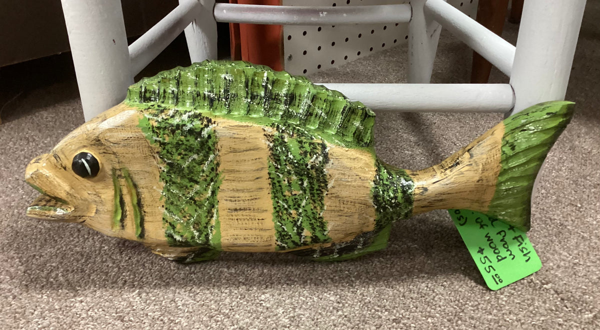 Folk Art Carved & Painted Wood Fish Wall Hanging – Williamsburg Antique ...