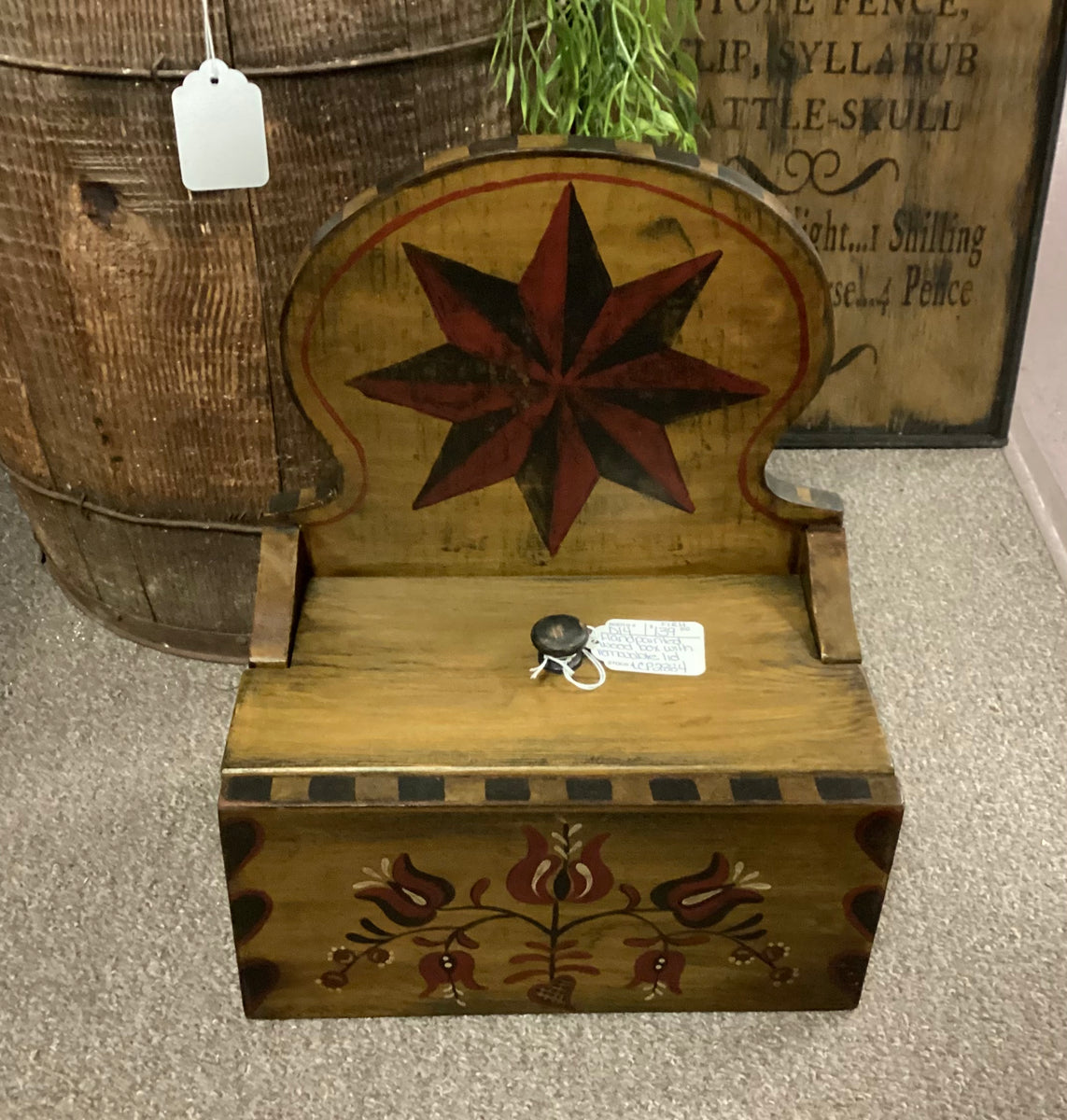 Hand Painted Folk Art Style Wooden Box w/ Lid – Williamsburg Antique Mall